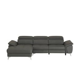 Primo Leder-Ecksofa Danae klein grau Ma&szlig;e (cm): B: 282 H: 78 T: 166.0 &raquo; M&ouml;bel Kraft