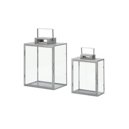 M&ouml;bel Kraft Laterne 2er Set grau Glas,Metall Ma&szlig;e (cm): B: 30 H: 39,5 T: 20.0 &raquo; M&ouml;bel Kraft
