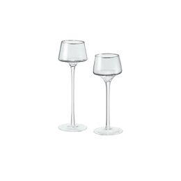 M&ouml;bel Kraft Teelichthalter 2er-Set grau Glas Ma&szlig;e (cm): H: 23 &Oslash;: 7.5 &raquo; M&ouml;bel Kraft