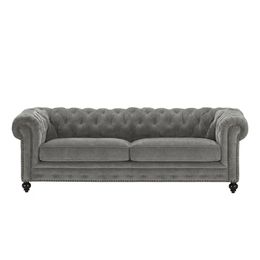 Primo Einzelsofa Chesterfield Stoff grau Ma&szlig;e (cm): B: 230 H: 80 T: 100.0 &raquo; M&ouml;bel Kraft