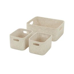 HOME STORY Filzk&ouml;rbe 3er Set beige Filz Ma&szlig;e (cm): B: 33 H: 14 T: 25.0 &raquo; M&ouml;bel Kraft