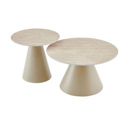 M&ouml;bel Kraft Couchtisch 2er Set beige Ma&szlig;e (cm): H: 41 &Oslash;: 70.0 &raquo; M&ouml;bel Kraft
