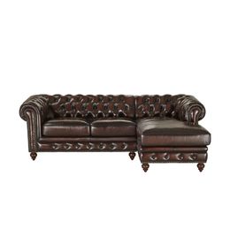 Primo Ecksofa Bezug aus Echtleder Chesterfield braun &raquo; M&ouml;bel Kraft