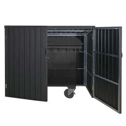 M&uuml;lltonnenverkleidung MCW-J29, M&uuml;lltonnenbox f&uuml;r M&uuml;llcontainer 660-1100L, WPC Metall 172x213x160cm ~ anthrazit