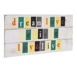 MCW Wandschild Believe, Holzschild Dekoschild Schild, Shabby-Look Vintage mit 3 Haken 30x60cm