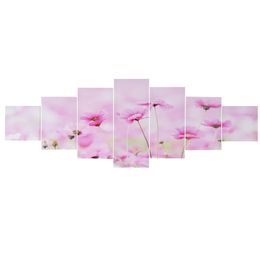MCW Leinwandbild H375, Wandbild Keilrahmenbild Kunstdruck, 7-teilig 140x50cm ~ Blumen