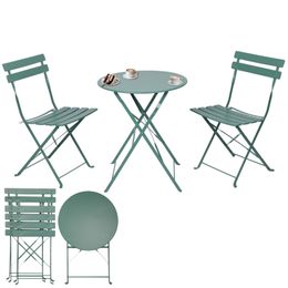 ALBATROS Bistroset 3-teilig Gr&uuml;n &ndash; Bistrotisch mit 2 St&uuml;hlen &ndash; klappbare St&uuml;hle und Tisch aus robustem Metall &ndash; optimal als Balkonm&ouml;bel Set oder Gartenm&ouml;bel in modernem Design