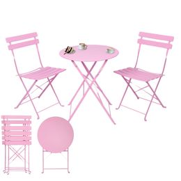 ALBATROS Bistroset 3-teilig Rosa &ndash; Bistrotisch mit 2 St&uuml;hlen &ndash; klappbare St&uuml;hle und Tisch aus robustem Metall &ndash; optimal als Balkonm&ouml;bel Set oder Gartenm&ouml;bel in modernem Design