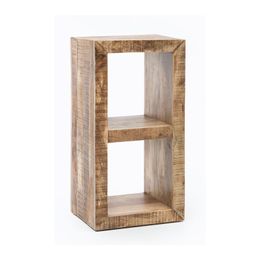KADIMA DESIGN Holzregal EWA: Rustikales Standregal, Cube-Form, Vintage-Shabby-Look, 2 Innenr&auml;ume, recyceltes Mango-Massivholz.