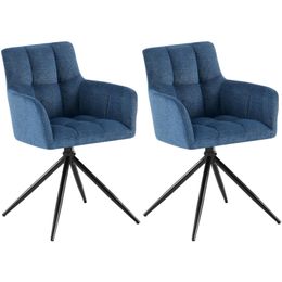 CLP Esszimmerst&uuml;hle 2er Set, Sessel Jonah drehbar mit Armlehnen, moderne Drehst&uuml;hle mit Stoff f&uuml;r Wohnzimmer, bis 150 kg belastbar