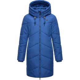 Steppmantel Ragwear "Novista", Damen, Gr. 4XL (48), blau, Obermaterial: 100% Polyester; Futter: 100% Polyester; Wattierung: 100% Polyester; &Auml;rmelfutter: 100% Polyester, gerade knieumspielend, hoch geschlossener Ausschnitt, &Auml;rmel ohne &Auml;rmelschlitz Rippstrickb&uuml;ndchen mit innenliegendem Gummizug, M&auml;ntel Steppmantel, Stylischer Wintermantel mit zick zack Muster und gro&szlig;er Kapuze