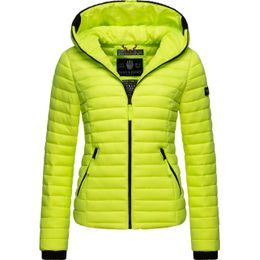 Steppjacke Navahoo "Kimuk", Damen, Gr. XS, gr&uuml;n (neongr&uuml;n), Obermaterial: 100% Nylon; Futter: 100% Polyester; Wattierung: 100% Polyester; &Auml;rmelfutter: 100% Polyester, figurbetont h&uuml;ftlang, &Auml;rmel ohne &Auml;rmelschlitz Rippstrickb&uuml;ndchen kontrastfarben, Jacken Steppjacke, leichte &Uuml;bergangsjacke mit Kapuze
