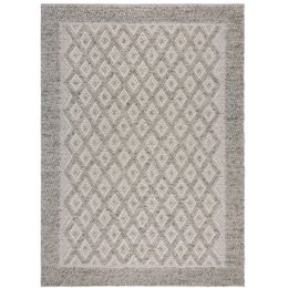 Teppich FLAIR RUGS "Minerals mit Diamantmuster", grau, B:120cm H:3mm L:170cm, Polyester, Wolle, Teppiche, Teppich, mit Diamantbord&uuml;re, aus Wollmischgewebe, Wohnzimmer, Schlafzimmer