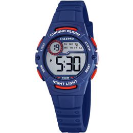 Chronograph Calypso Watches "Junior Collection", blau (dunkelblau), Armbanduhren, Kinder, Chronograph, Kinderuhr, Quarzuhr, Armbanduhr, digital, Datum, Stoppfunktion