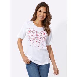 Kurzarmshirt Classic Basics "Kurzarm-Shirt", Damen, Gr. 38, pink (wei&szlig;, pink), 100% Baumwolle, bedruckt, gemustert, mehrfarbig, Rundhals, Shirts