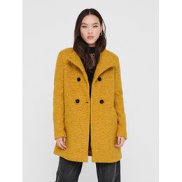 Langjacke Only "ONLNEWSOPHIA WOOL COAT OTW CC", Damen, Gr. S, gelb (golden gelb detail:melange), Web, Obermaterial: 70% Polyester, 30% Wolle, meliert, regular fit Po-bedeckend, Jacken Langjacke, mit Wolle