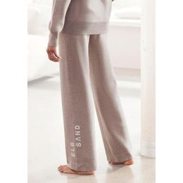 ELBSAND Strickhose taupe Gr. 36/38 f&uuml;r Damen. Mit Logoschriftzug. Sehr Bequem. Nachhaltig.