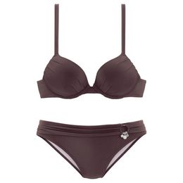 s.Oliver Set: Push-Up-Bikini 'Tonia' braun Gr. 32 Cup A. Mit Zierperlen. Mit B&uuml;gel