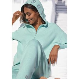 ELBSAND Strickjacke T&uuml;rkis Gr. 36/38 f&uuml;r Damen. Mit Logoschriftzug. Bequem. Nachhaltig.