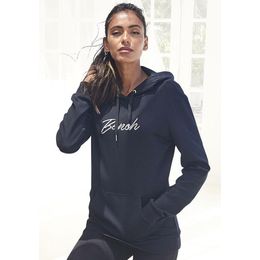 BENCH. LOUNGEWEAR Kapuzensweatshirt schwarz Gr. 40/42 f&uuml;r Damen. Mit Logostickerei. Bequem. Nachhaltig.