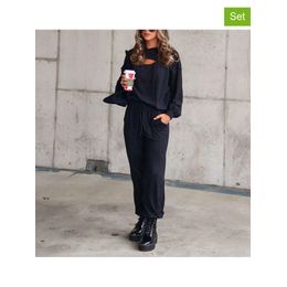 Milan Kiss 2tlg. Outfit in Schwarz - 66% | Gr&ouml;&szlig;e XL | Damen-sweatshirts-jacken