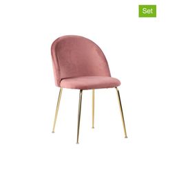 House Nordic 2er-Set: St&uuml;hle in Pink/ Gold - (B)52 x (H)78 x (T)51 cm - 57% | Sitzmoebel