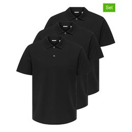 Only & Sons ONLY & SONS 3er-Set: Poloshirts "Gordon" in Schwarz - 74% | Gr&ouml;&szlig;e S | Herren-plussize