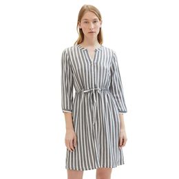 Tom Tailor Kleid in Dunkelblau/ Wei&szlig; - 68% | Gr&ouml;&szlig;e 38 | Damen-kleider