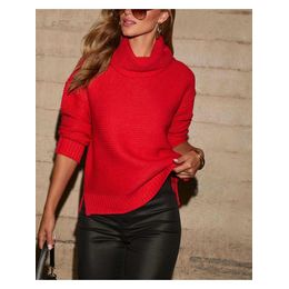 Milan Kiss Rollkragenpullover in Rot - 63% | Gr&ouml;&szlig;e L | Damen-pullover-cardigans