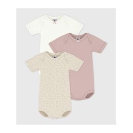 Petit Bateau 3er-Set: Bodys in Rosa/ Beige/ Wei&szlig; - 48% | Gr&ouml;&szlig;e 74 | Baby-bodys