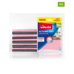 Vileda Allzweckt&uuml;cher "Actifibre Soft" in Rosa/ Grau - 10 St&uuml;ck - 32% | Putzutensilien