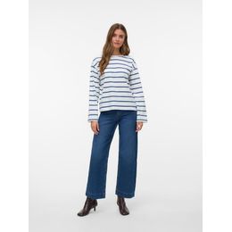V&eacute;ro Moda Vero Moda Longsleeve in Wei&szlig;/ Blau - 46% | Gr&ouml;&szlig;e M | Damen-tops