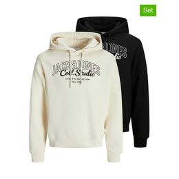 Jack & Jones Jack & Jones 2er-Set: Hoodies in Creme/ Schwarz - 30% | Gr&ouml;&szlig;e M | Herren-sweatshirts-jacken
