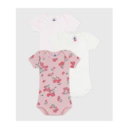Petit Bateau 3er-Set: Bodys in Wei&szlig;/ Rosa - 48% | Gr&ouml;&szlig;e 62 | Baby-bodys
