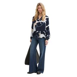 Tom Tailor Bluse in Dunkelblau/ Wei&szlig; - 58% | Gr&ouml;&szlig;e 36 | Damen-blusen