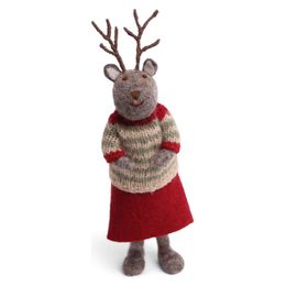 Gry & Sif Dekofigur ''Girly Deer'' in Grau/ Rot - (B)6 x (H)27 x (T)6 cm - 14% | Dekofiguren
