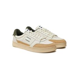 Tommy Hilfiger Shoes Leder-Sneakers in Khaki/ Beige/ Wei&szlig; - 40% | Gr&ouml;&szlig;e 41 | Herrensneakers