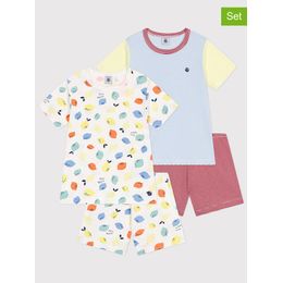 Petit Bateau 2er-Set: Pyjamas in Wei&szlig;/ Hellblau/ Pink - 49% | Gr&ouml;&szlig;e 92 | Baby-waesche