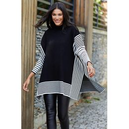 Milan Kiss Poncho in Schwarz/ Wei&szlig; - 75% | Gr&ouml;&szlig;e XL | Damenjacken