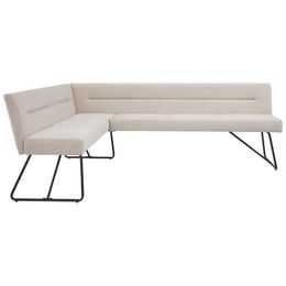 Stylife Eckbank, Schwarz, Beige, Metall, Textil, 5-Sitzer, L-Form, 225x165 cm, seitenverkehrt erh&auml;ltlich, mit R&uuml;ckenlehne, Esszimmer, B&auml;nke, Eckb&auml;nke