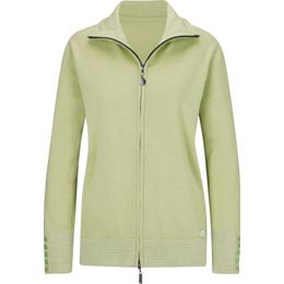 CREATION L PREMIUM Damen Feinstrickjacke mit gestreiften Abschl&uuml;ssen pistazie Gr&ouml;&szlig;e 38