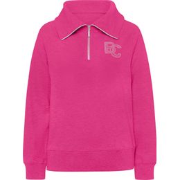 Heine Damen Sweatshirt mit Troyer-Kragen fuchsia Gr&ouml;&szlig;e 42