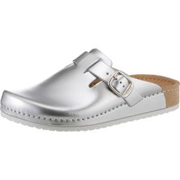 MUBB Damen Clog mit weicher Polsterung silberfarben Gr&ouml;&szlig;e 37
