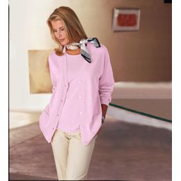 CR&Eacute;ATION L Damen Twin-Set mit gerippten Abschl&uuml;ssen ros&eacute; Gr&ouml;&szlig;e 52