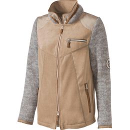 CR&Eacute;ATION L Damen Fleecejacke im Mix aus Fleece und Strick sand-meliert Gr&ouml;&szlig;e 38