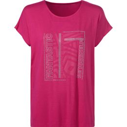 Heine Damen Rundhalsshirt mit Glitzersteinchen pink Gr&ouml;&szlig;e 48