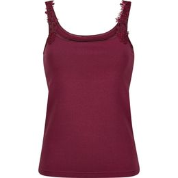 w&auml;schepur Damen Tr&auml;gerhemd mit Spitze an den Tr&auml;gern bordeaux Gr&ouml;&szlig;e 40