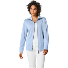 CREATION L PREMIUM Damen Feinstrickjacke mit gestreiften Abschl&uuml;ssen eisblau Gr&ouml;&szlig;e 38