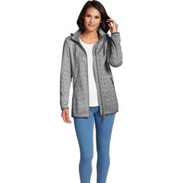 CR&Eacute;ATION L Damen Kapuzenfleecejacke mit abnehmbarer Kapuze grau-wei&szlig;-gemustert Gr&ouml;&szlig;e 52