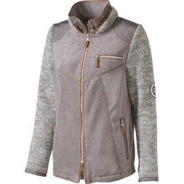 CR&Eacute;ATION L Damen Fleecejacke im Mix aus Fleece und Strick taupe-ecru-meliert Gr&ouml;&szlig;e 40